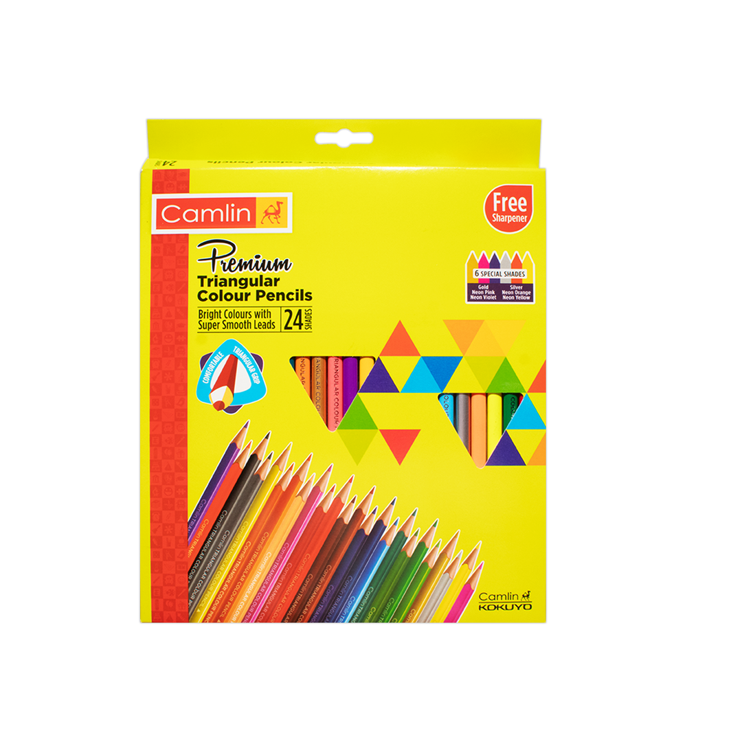 Triangular Colour Pencils 24 Shades Camlin – Itsy Bitsy