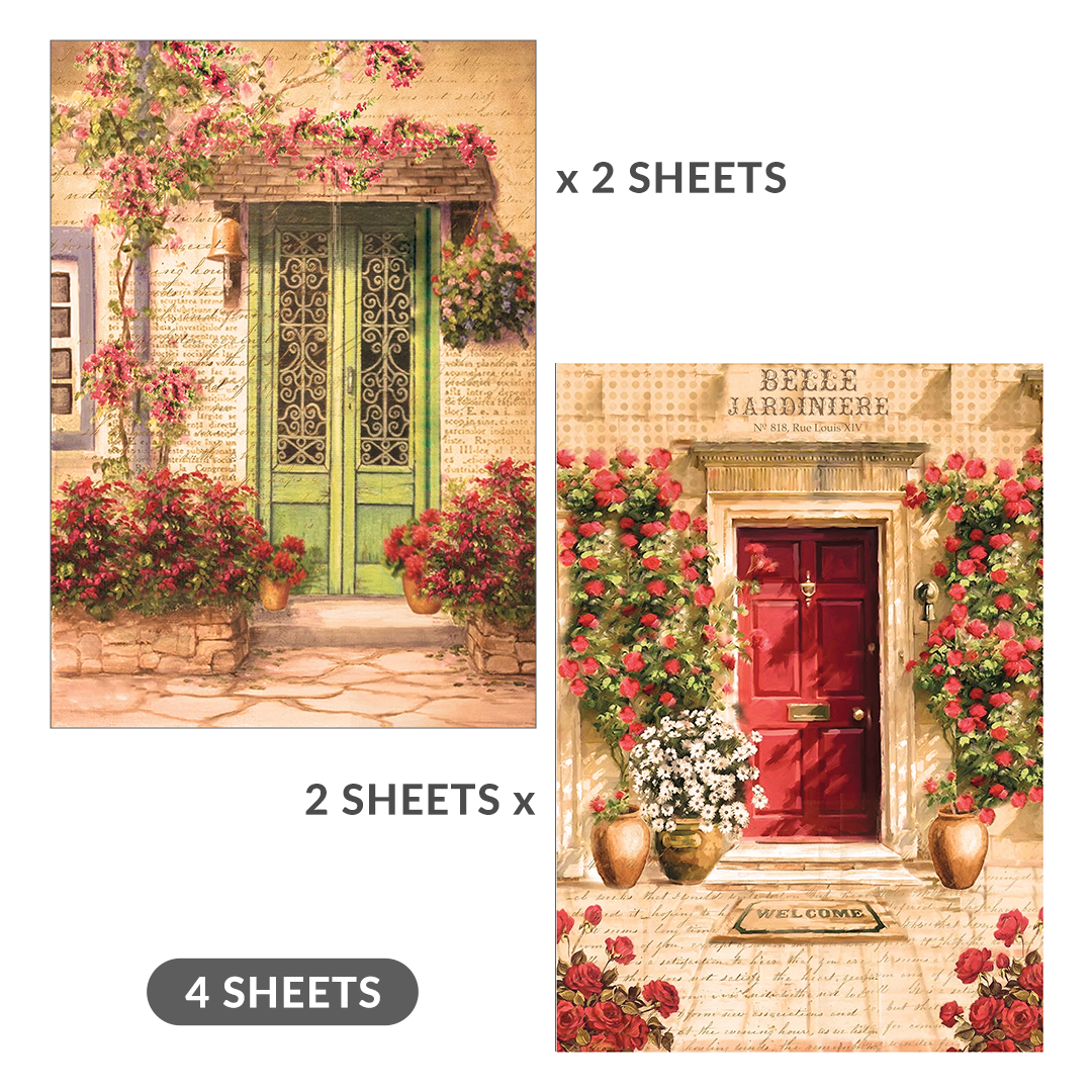 Decoupage Paper Trendy Doors A4 70Gsm 2 Designs 4Sheets – Itsy Bitsy